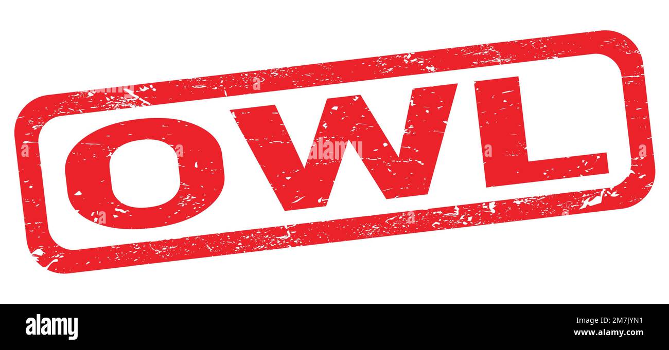 OWL text written on red rectangle stamp sign Stock Photo - Alamy