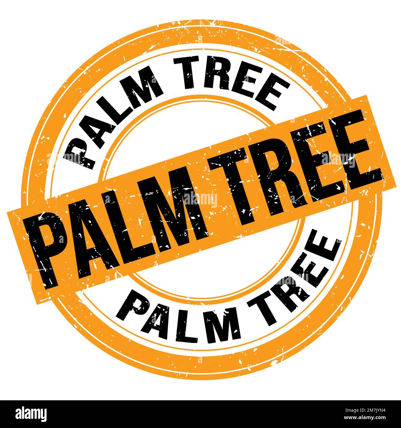PALM TREE text written on orange-black round grungy stamp sign Stock ...