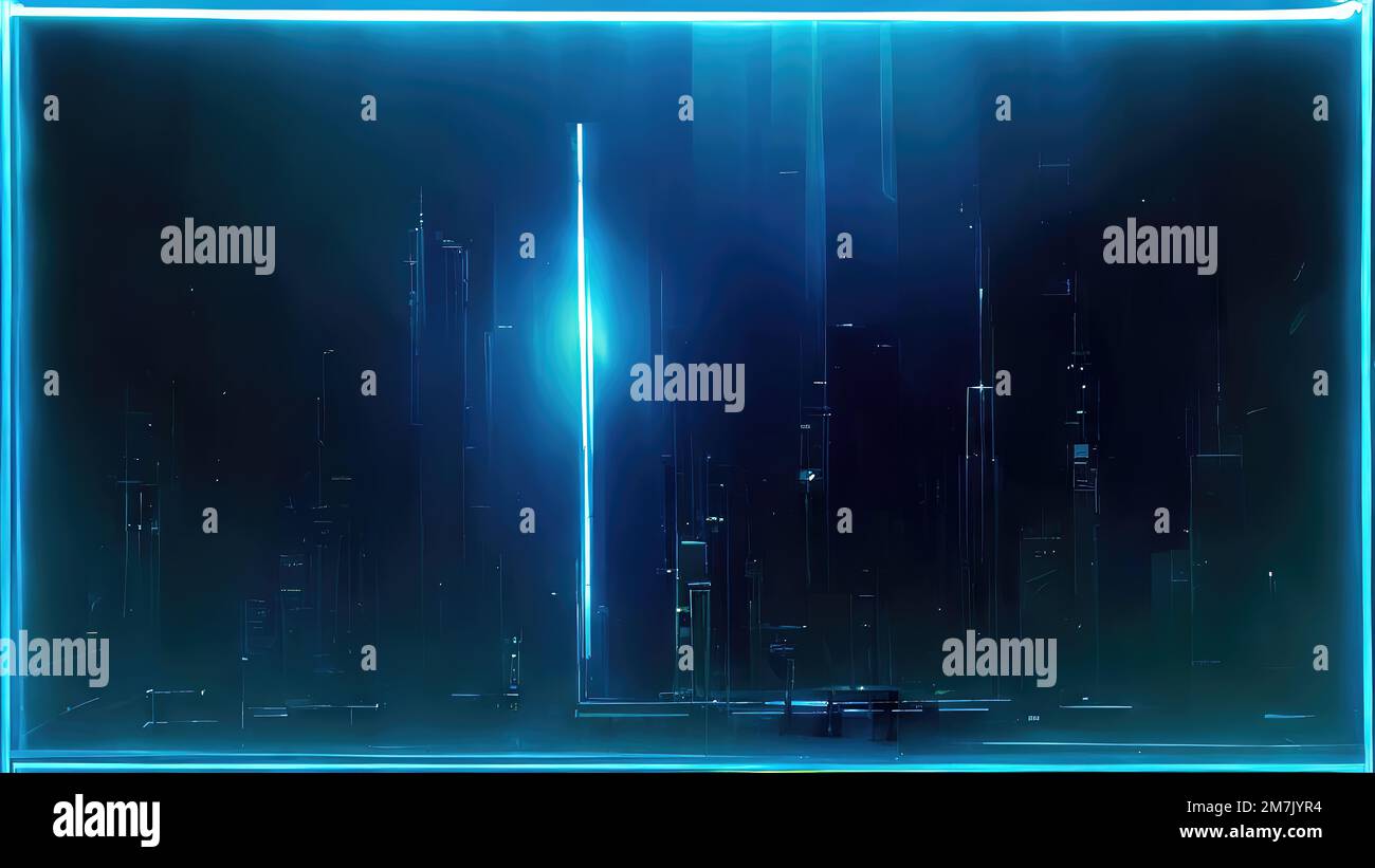 Blue Comes Sci Fi Luminous Vertical Lines Mechanical Structure Abstract ...