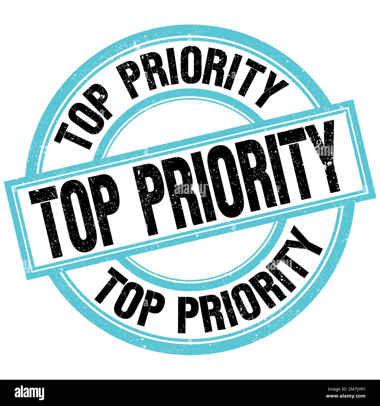 TOP PRIORITY text written on blue-black round stamp sign Stock Photo ...