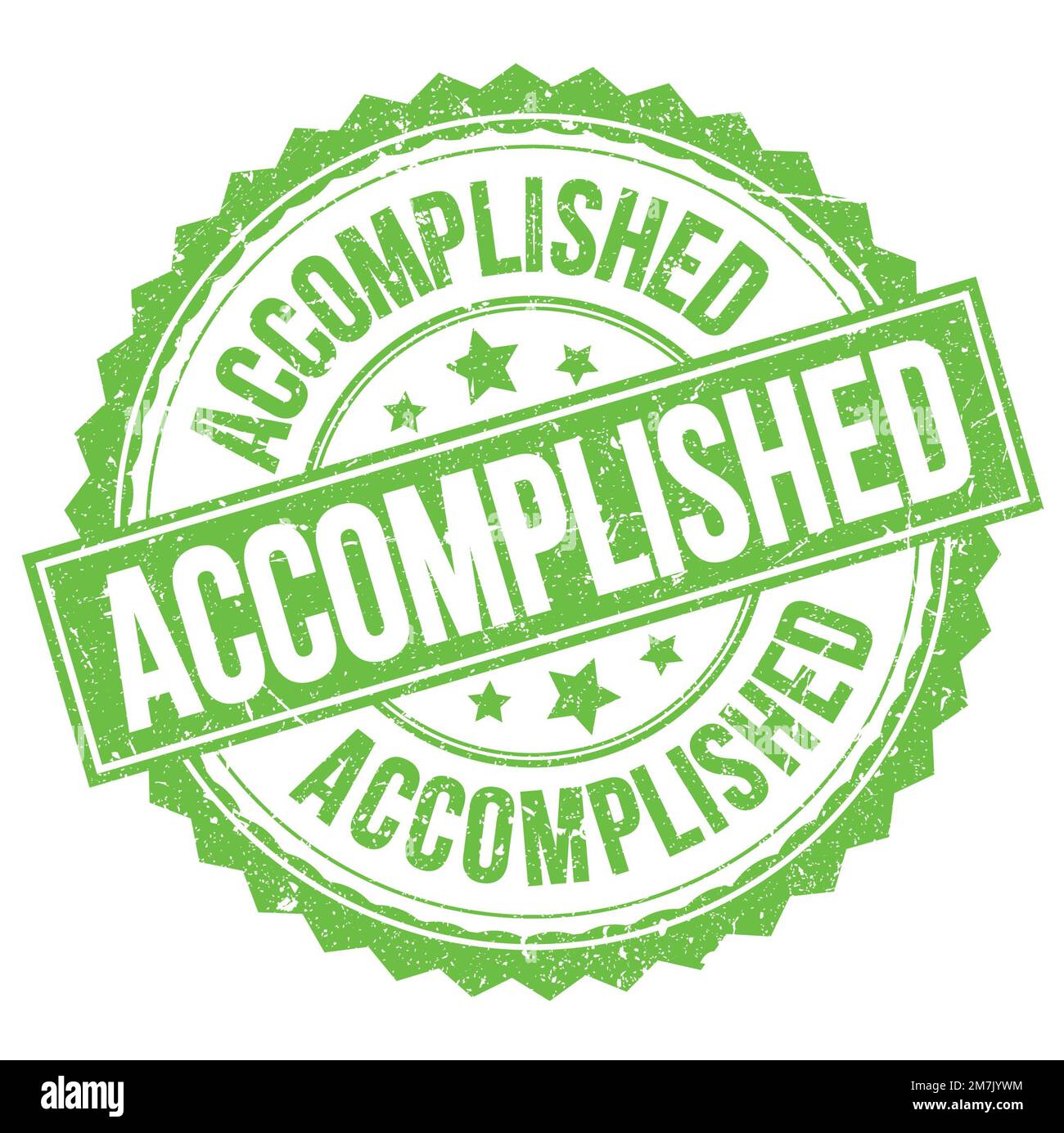 ACCOMPLISHED text written on green round stamp sign Stock Photo - Alamy