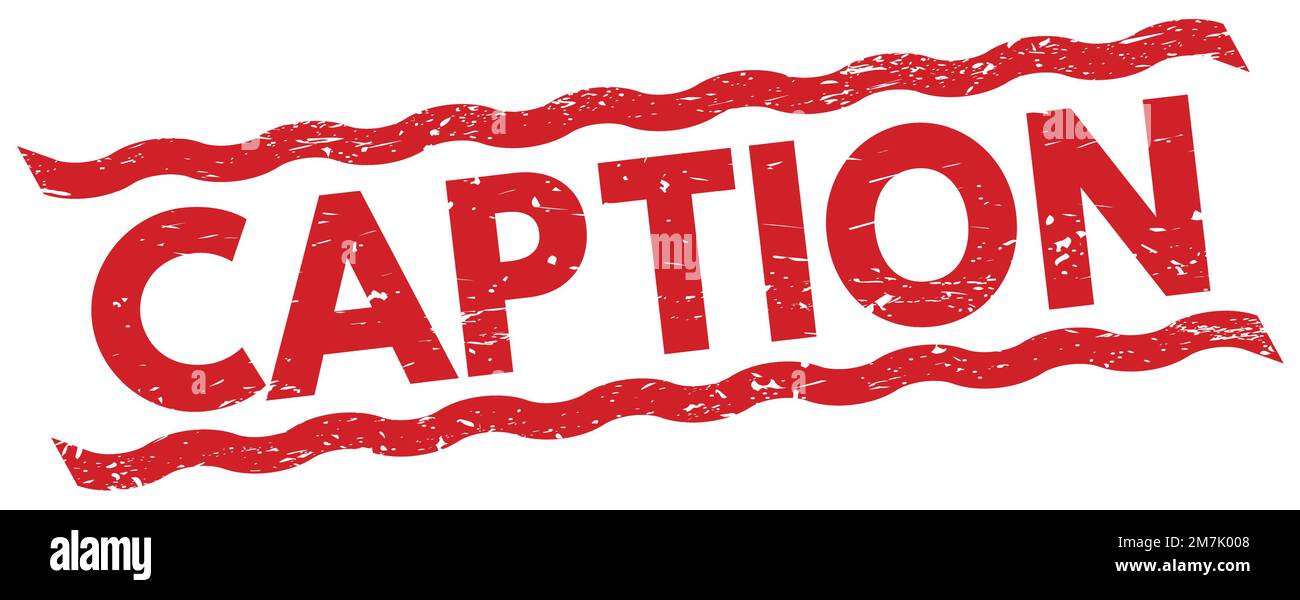 CAPTION text written on red lines stamp sign Stock Photo - Alamy