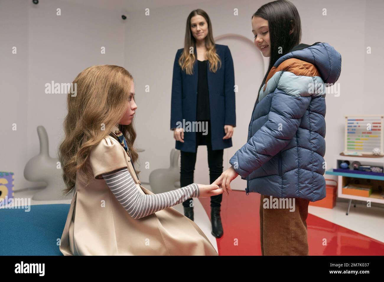 M3gan Megan Amie Donald, Allison Williams, and Violet McGraw Stock ...