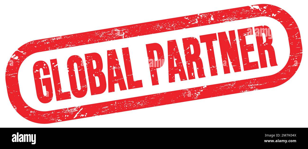GLOBAL PARTNER, text on red rectangle stamp sign Stock Photo - Alamy