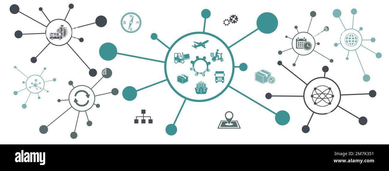 Concept of transportation with connected icons Stock Photo - Alamy