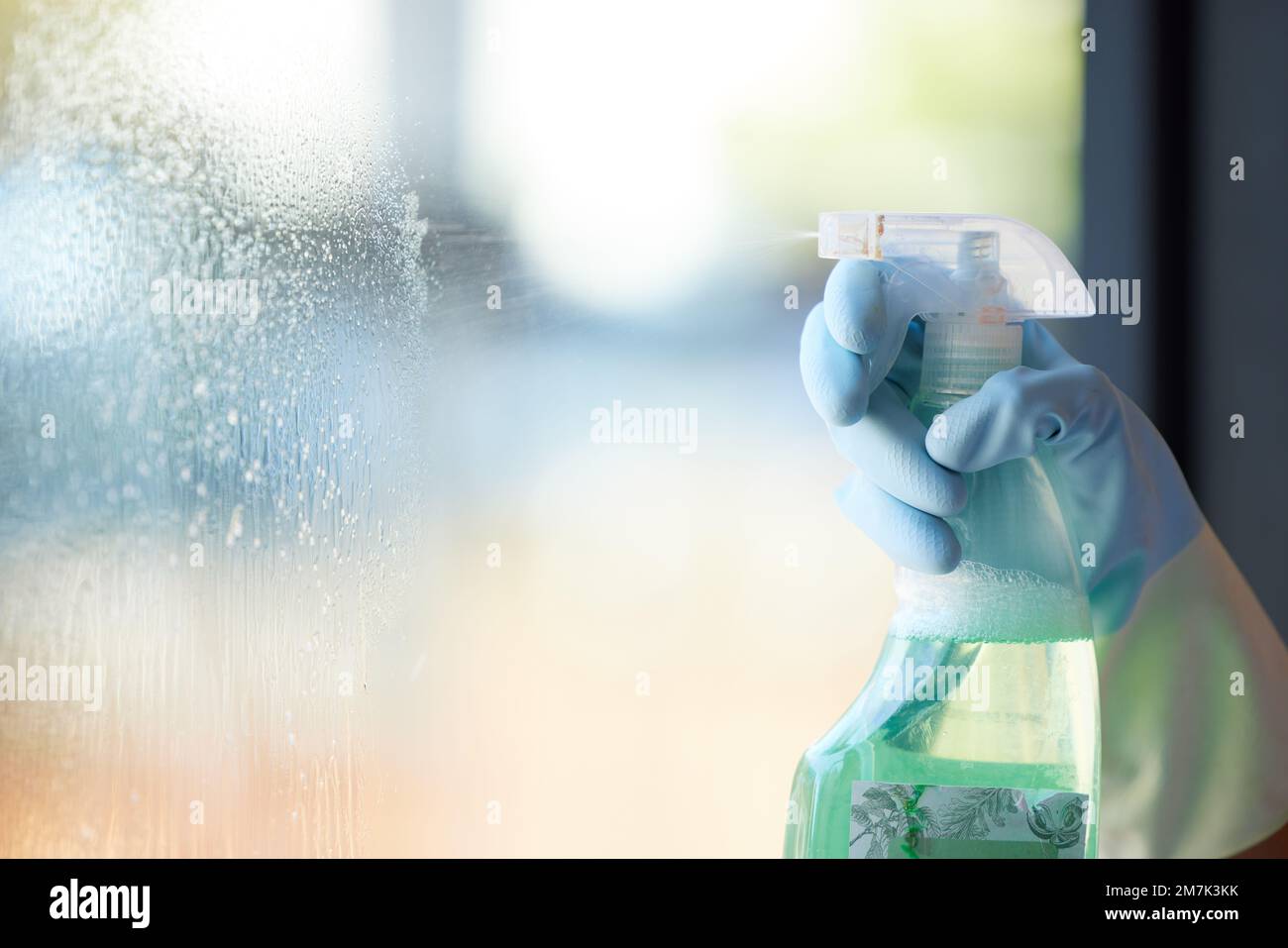 Hands, window and cleaning bacteria spray for surface disinfection ...