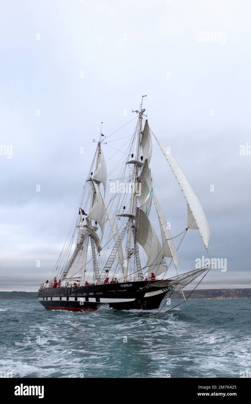 British Sea Cadet brig Royalist, Weymouth bay Stock Photo - Alamy