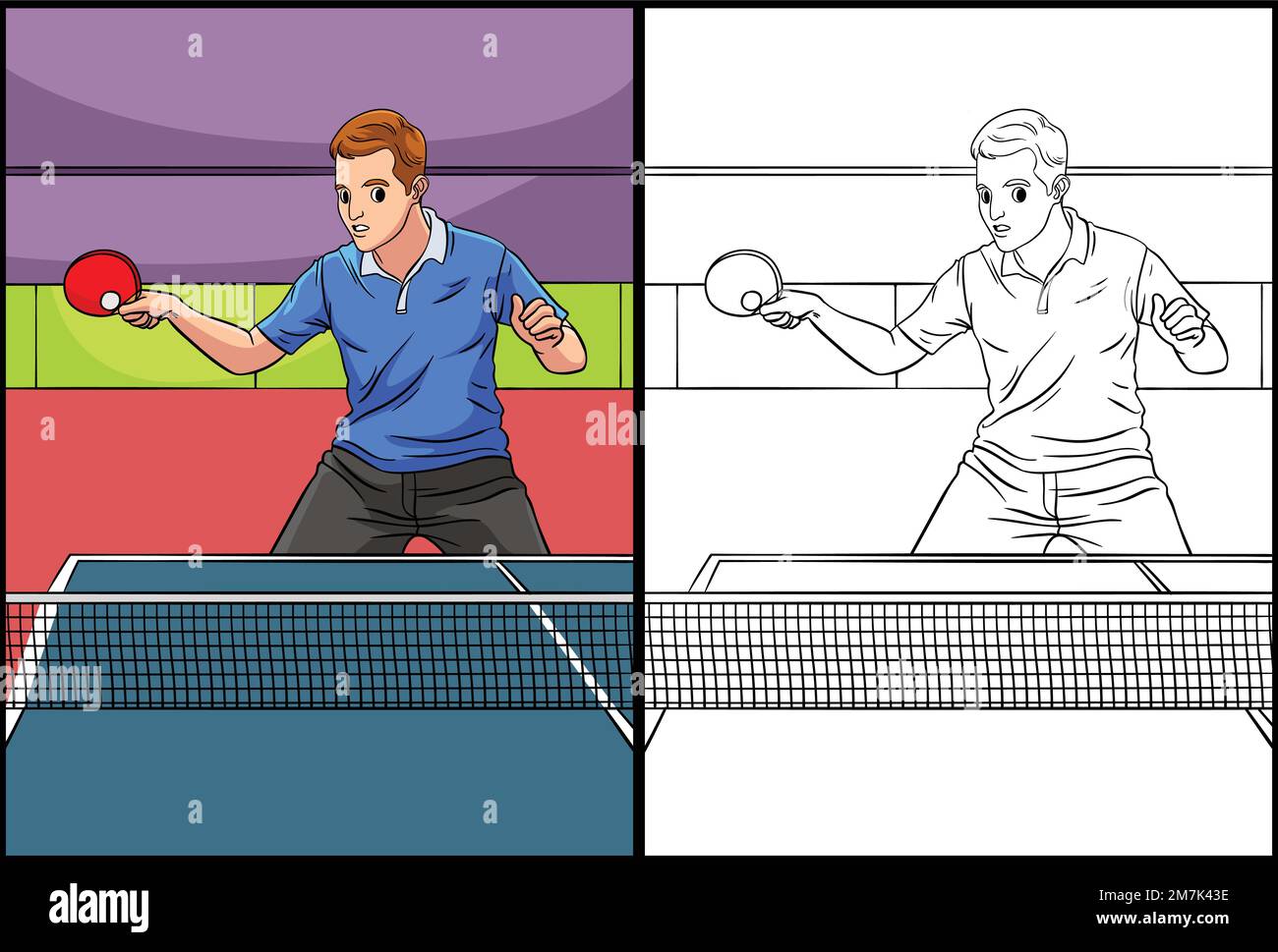 Table Tennis Coloring Page Colored Illustration Stock Vector Image ...