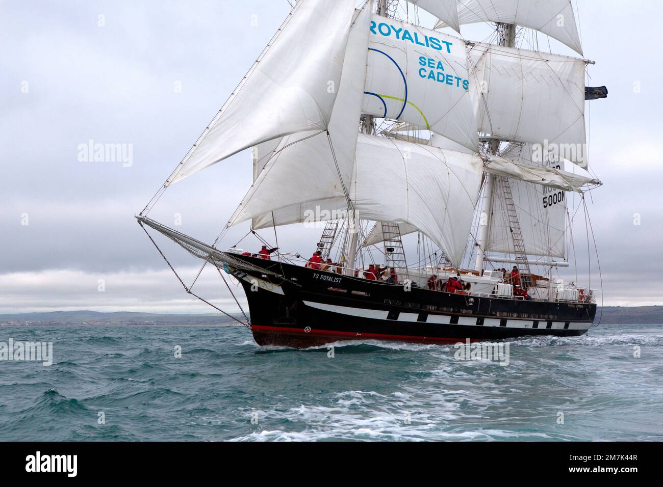 British Sea Cadet brig Royalist, Weymouth bay Stock Photo - Alamy