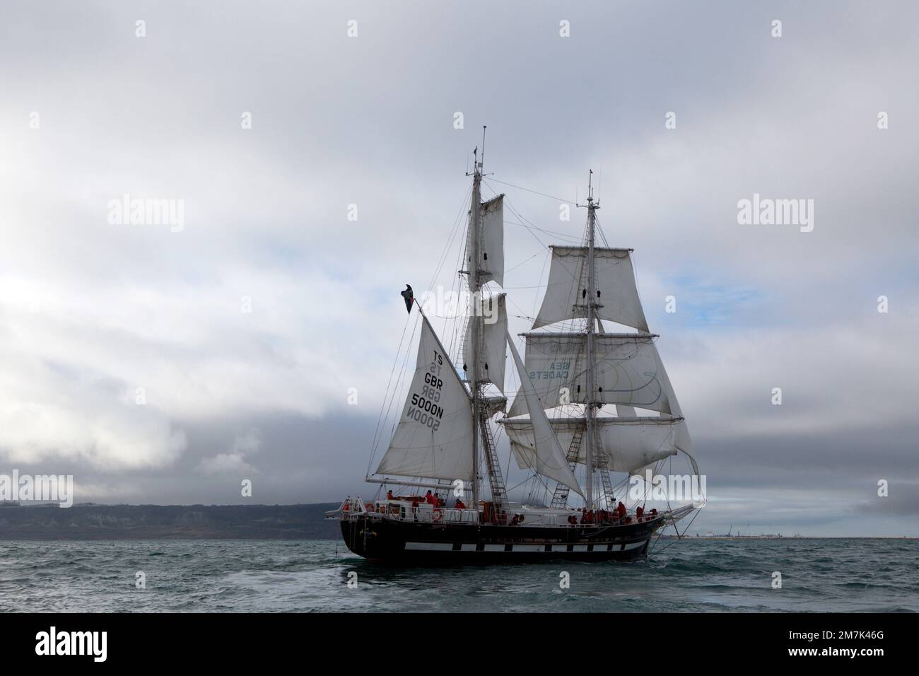 British Sea Cadet brig Royalist, Weymouth bay Stock Photo - Alamy