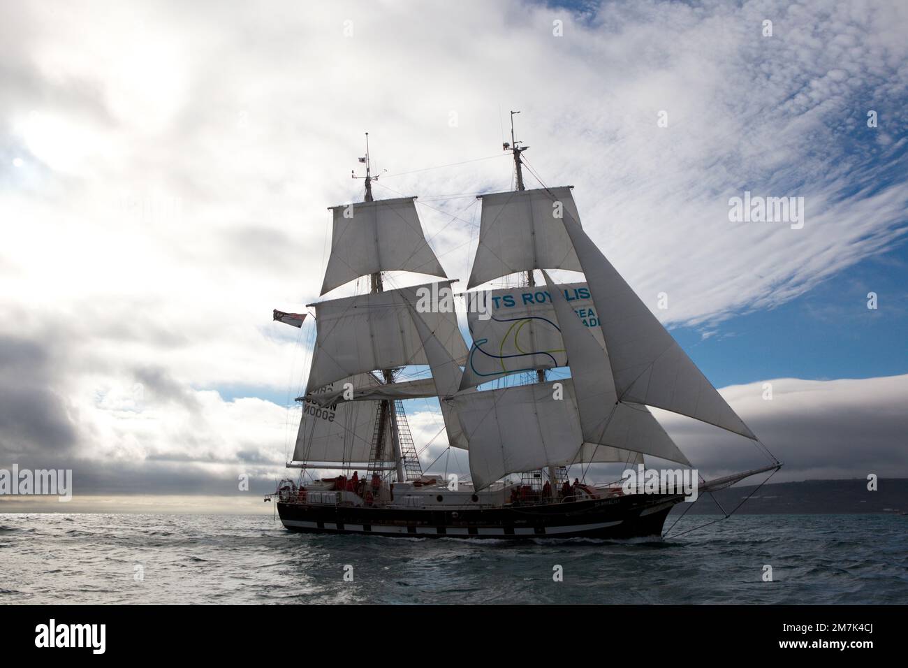 British Sea Cadet brig Royalist, Weymouth bay Stock Photo - Alamy