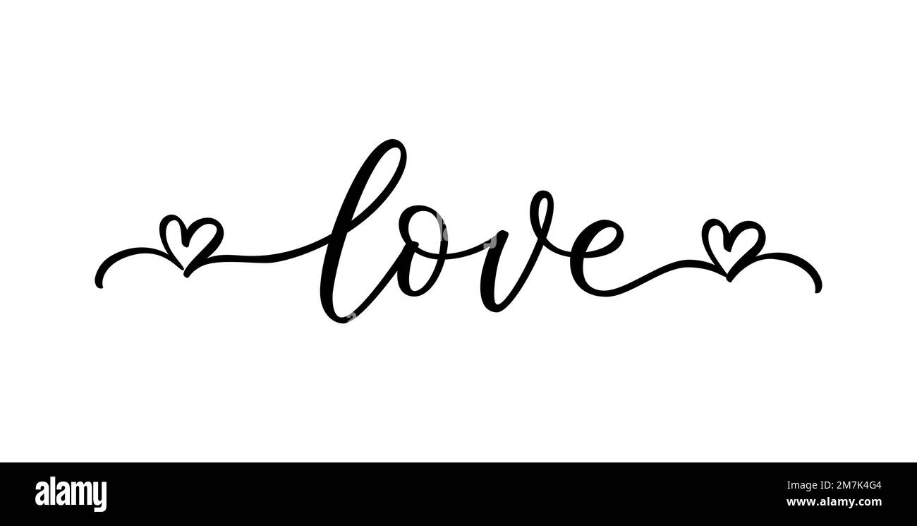 Love word hand drawn lettering. Modern calligraphy. Grunge vector ...