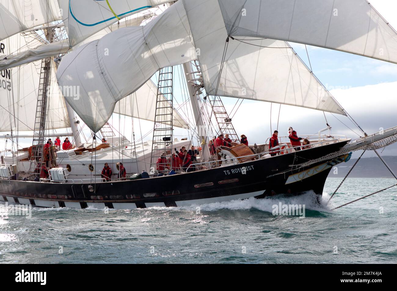 British Sea Cadet brig Royalist, Weymouth bay Stock Photo - Alamy