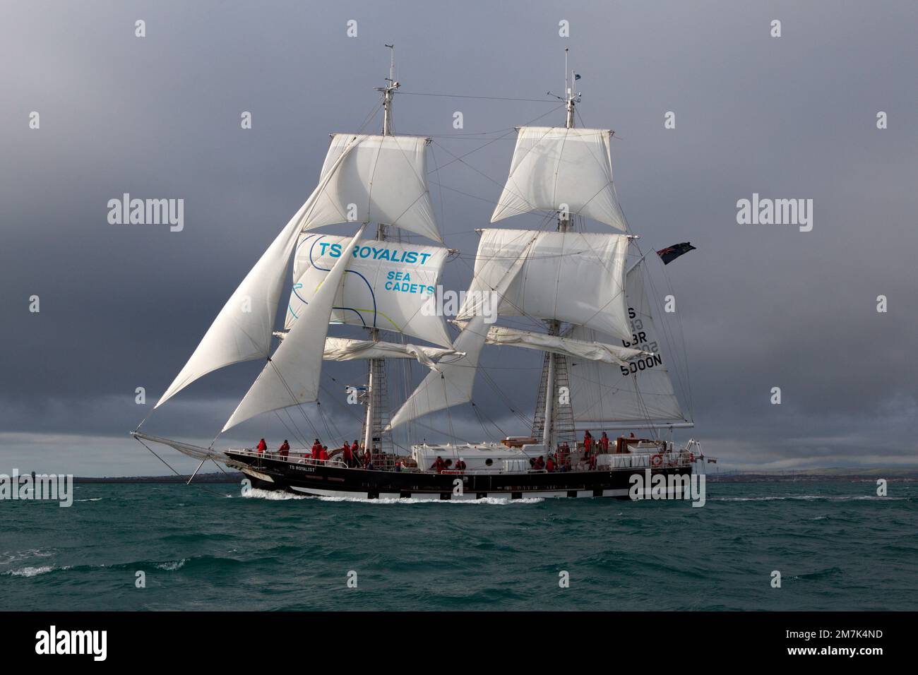 British Sea Cadet brig Royalist, Weymouth bay Stock Photo - Alamy