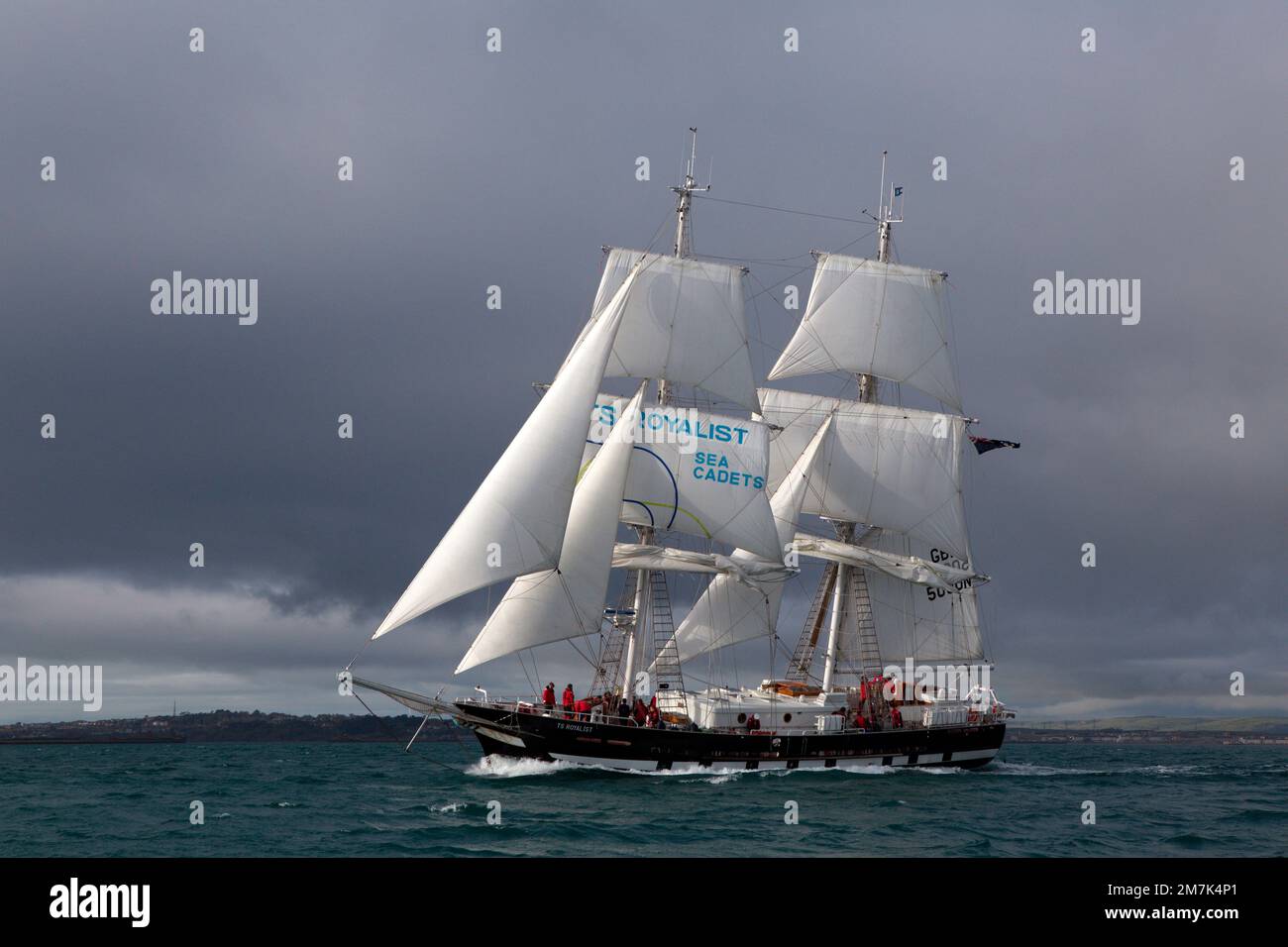 British Sea Cadet brig Royalist, Weymouth bay Stock Photo - Alamy