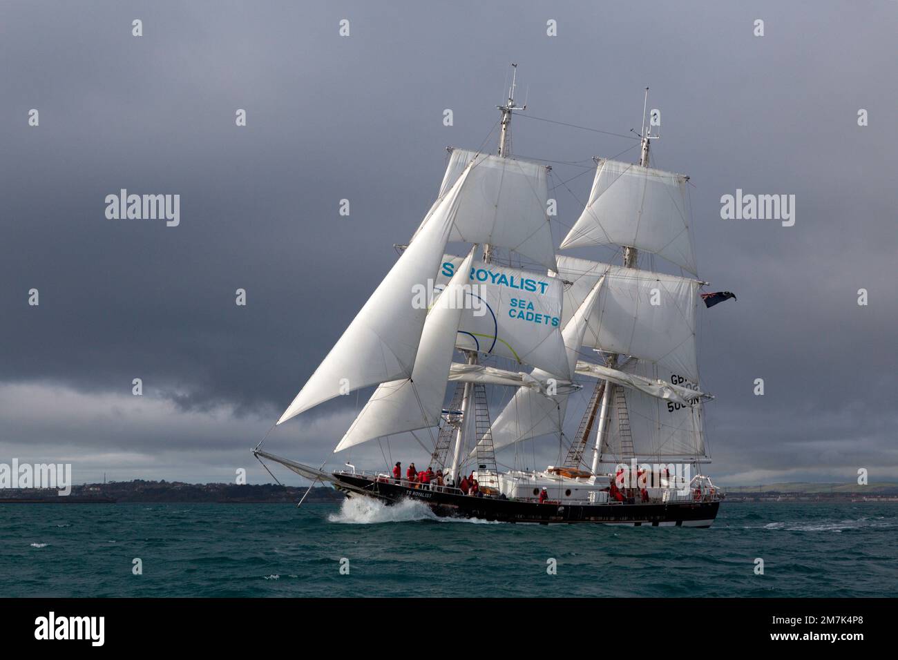 British Sea Cadet brig Royalist, Weymouth bay Stock Photo - Alamy