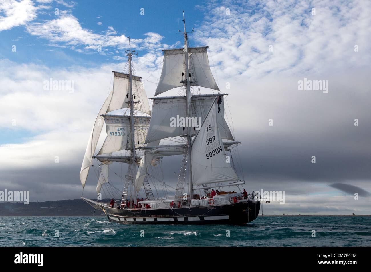 British Sea Cadet brig Royalist, Weymouth bay Stock Photo - Alamy