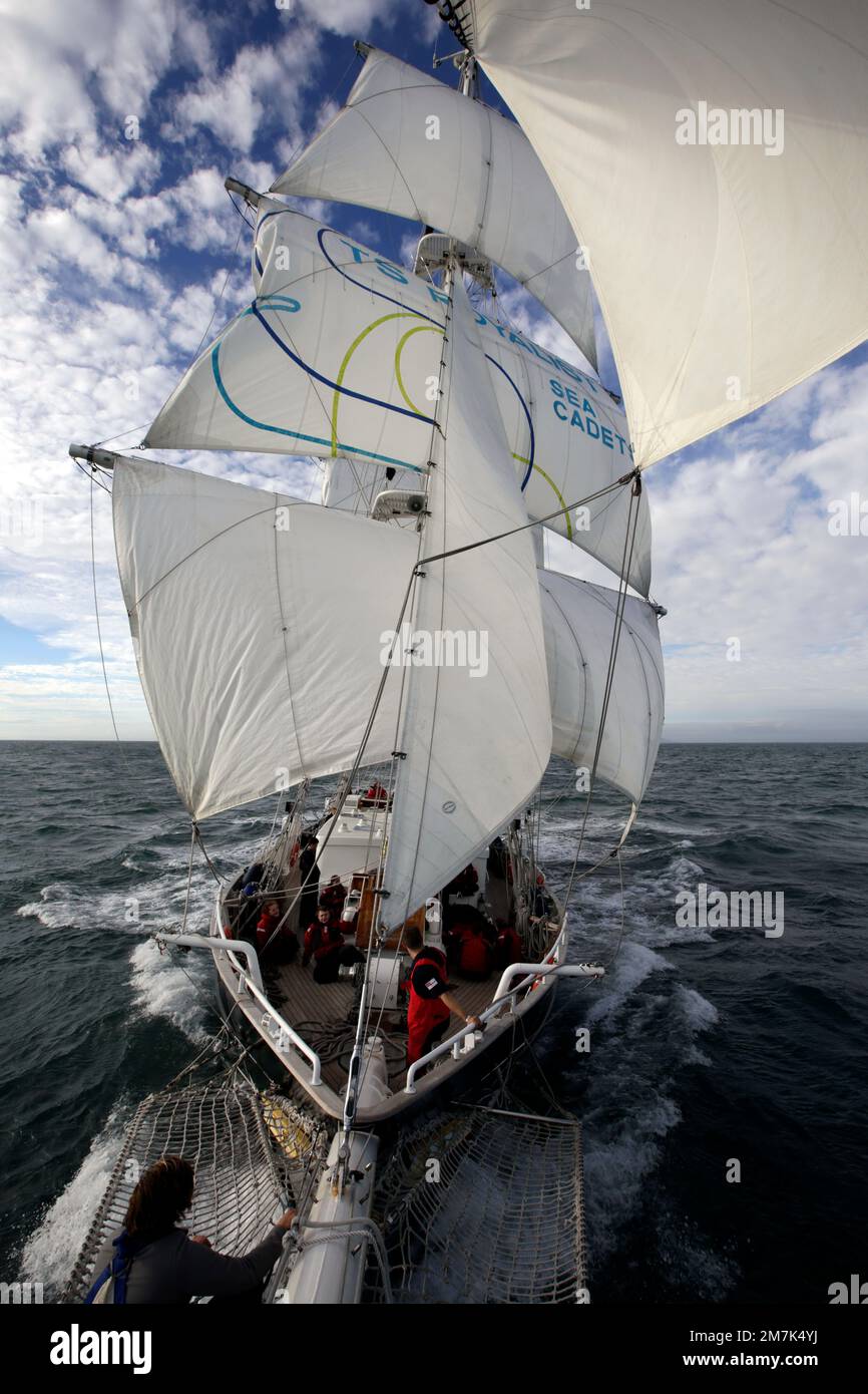 British Sea Cadet brig Royalist, Weymouth bay Stock Photo - Alamy