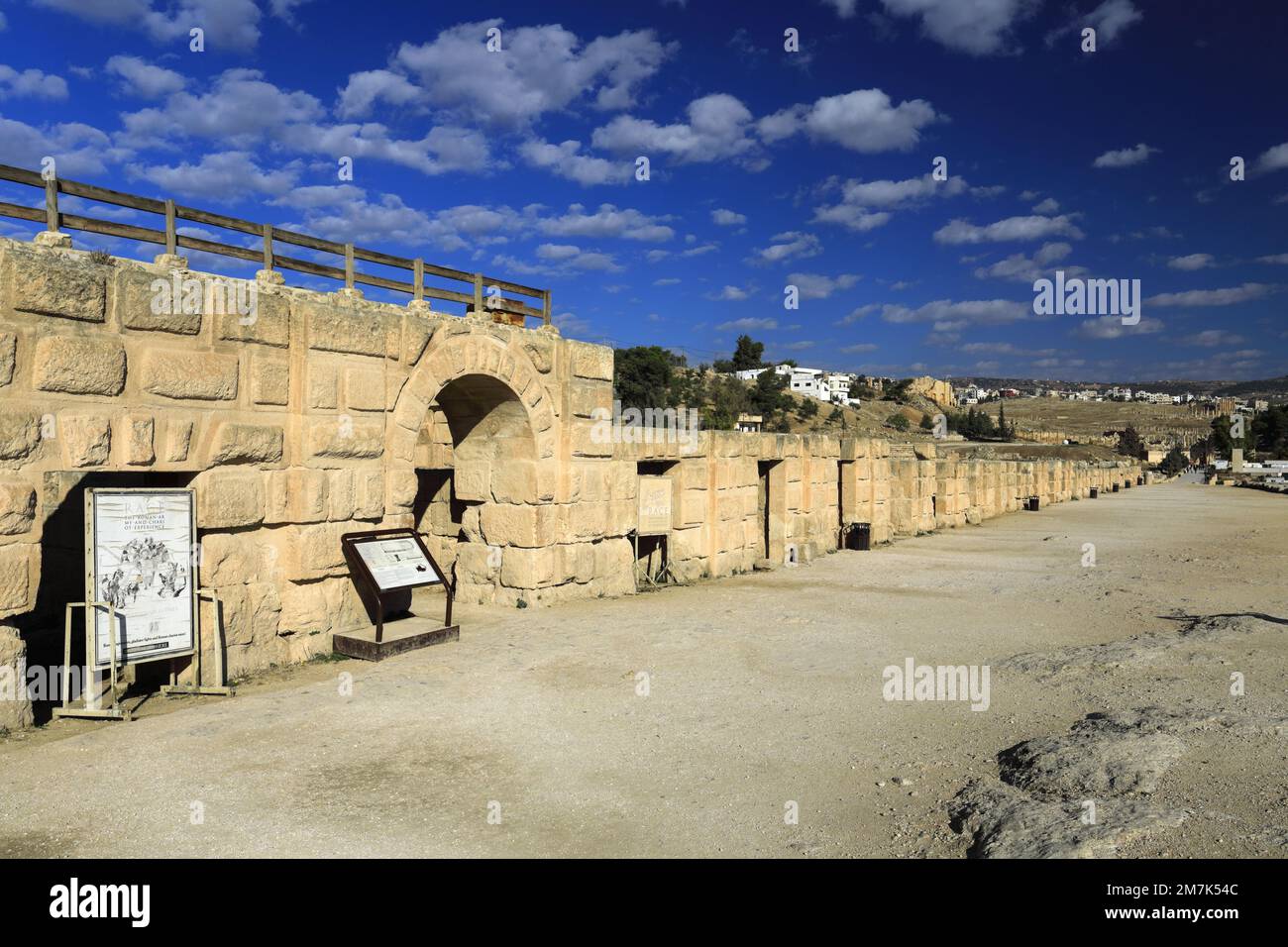 View over the Hippodrome horse racing track in Jerash city, Jordan ...