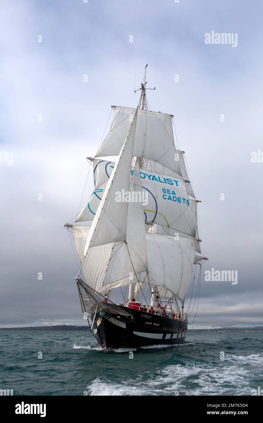British Sea Cadet brig Royalist, Weymouth bay Stock Photo - Alamy