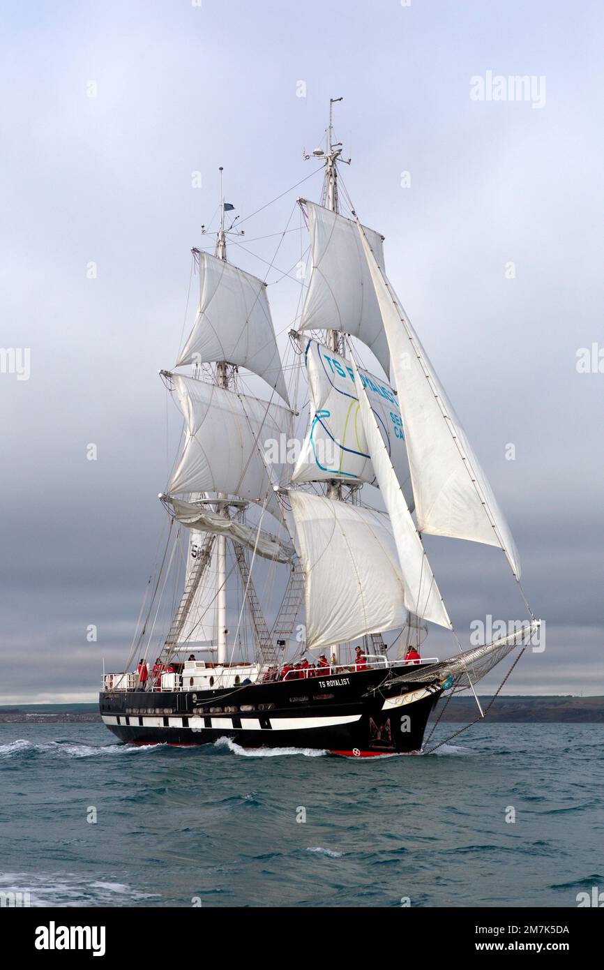 British Sea Cadet brig Royalist, Weymouth bay Stock Photo - Alamy