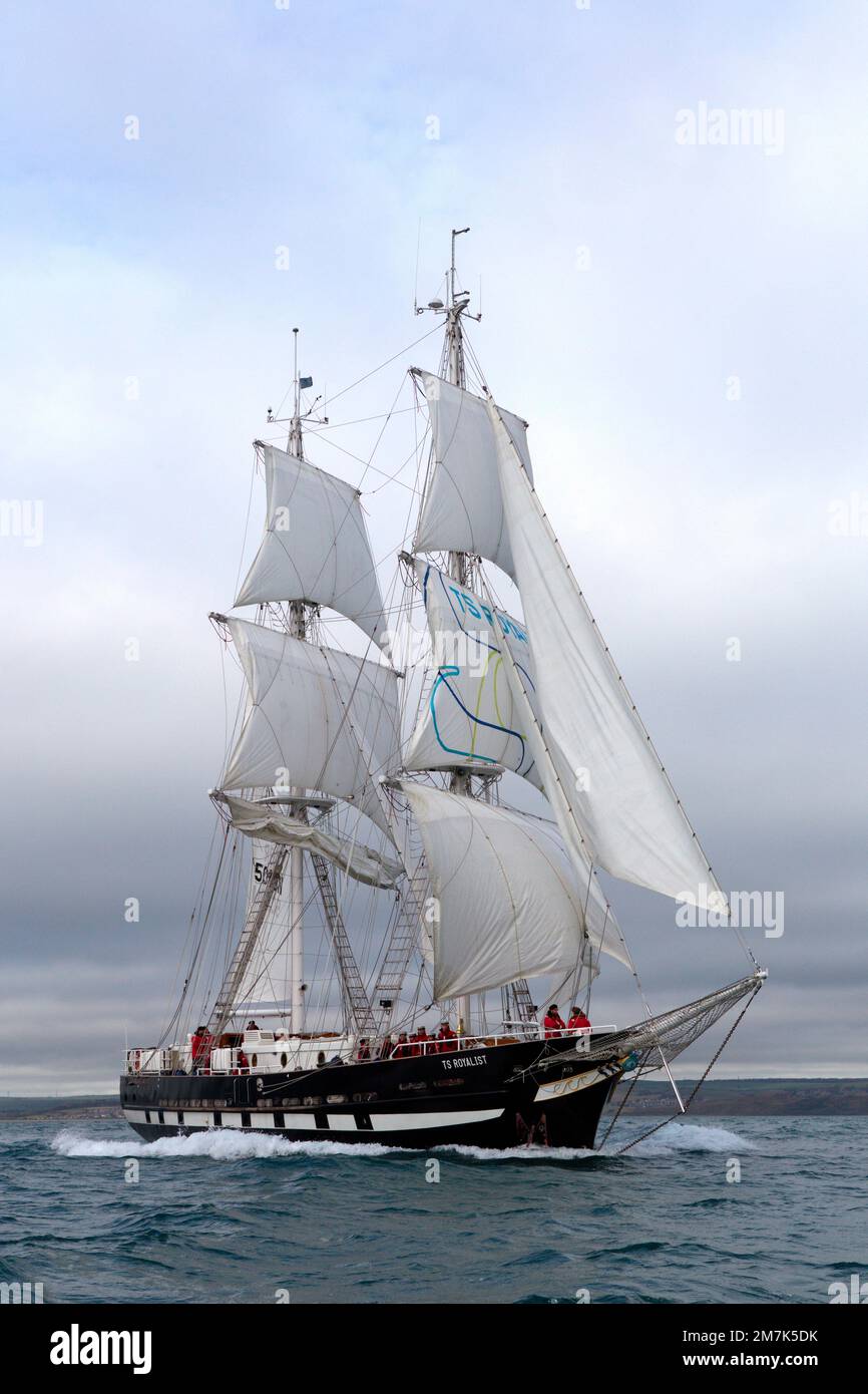 British Sea Cadet brig Royalist, Weymouth bay Stock Photo - Alamy