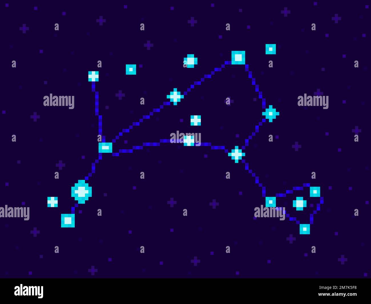 Bootes constellation in pixel art style. 8-bit stars in the night sky ...