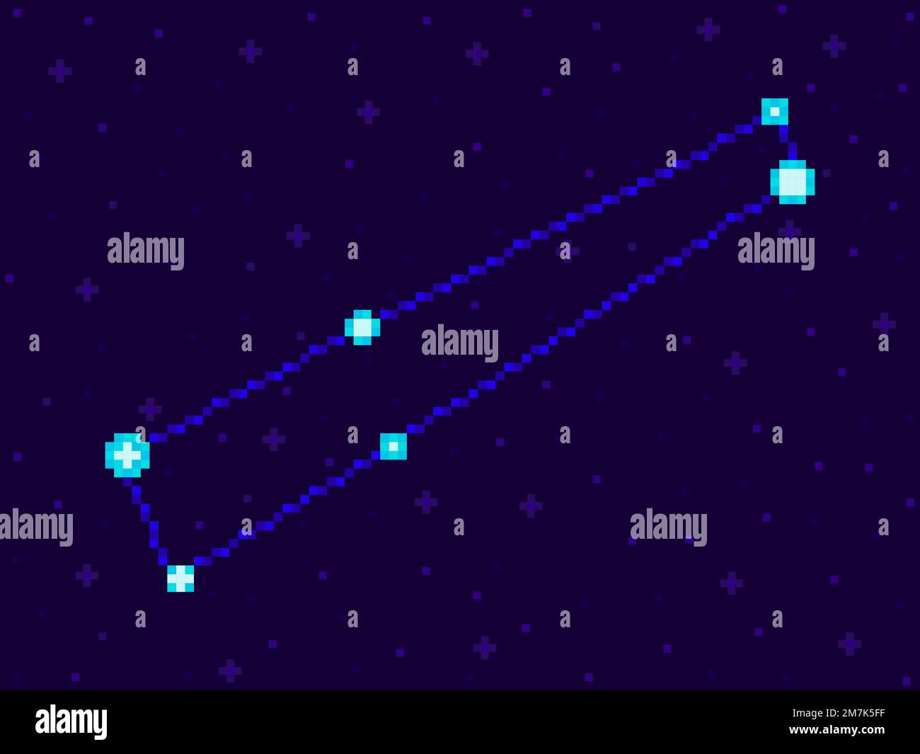 Chamaeleon constellation in pixel art style. 8-bit stars in the night ...