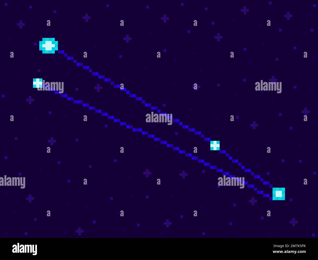 Circinus constellation in pixel art style. 8-bit stars in the night sky ...