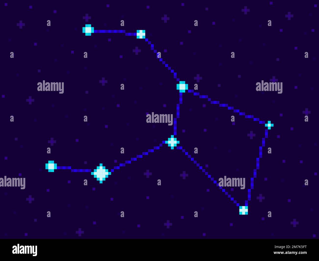 Crater constellation in pixel art style. 8-bit stars in the night sky ...