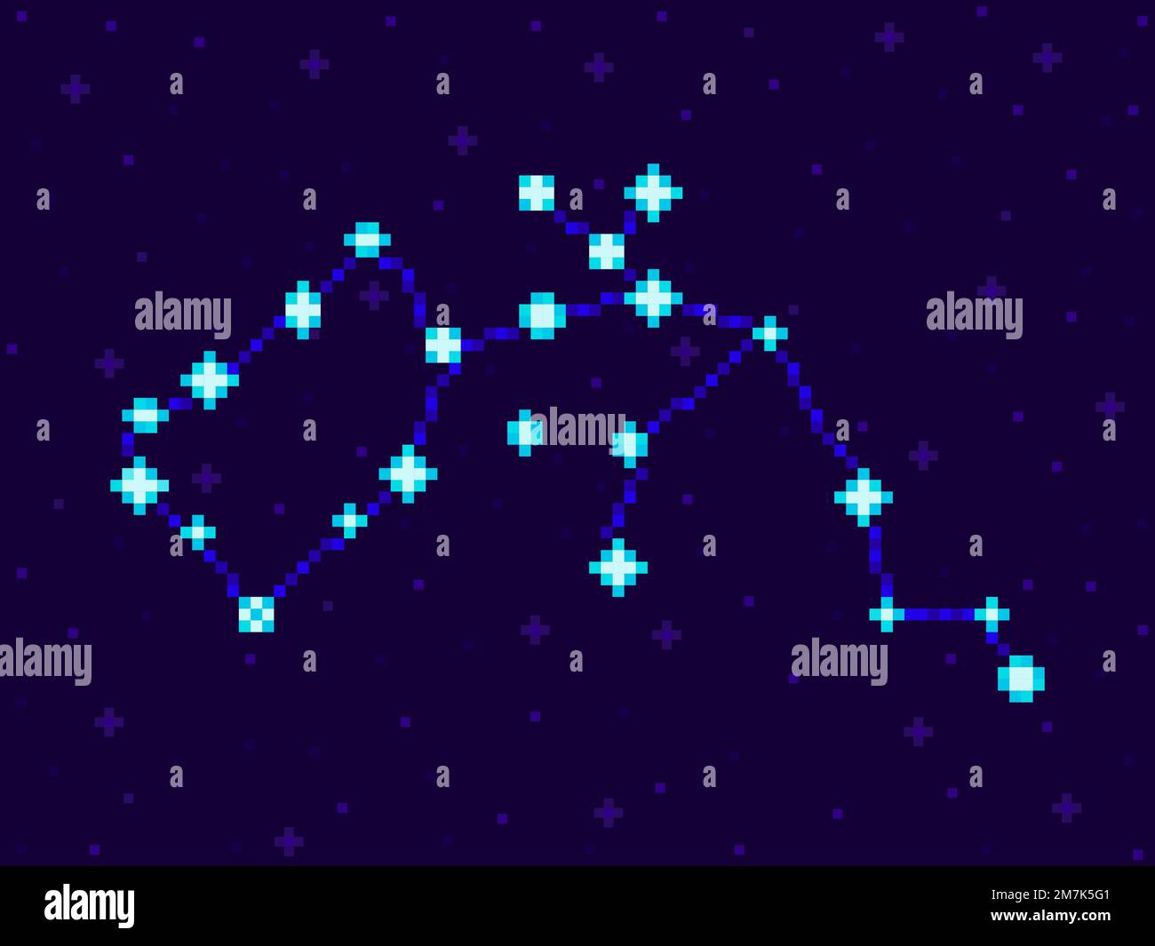 Aquarius constellation in pixel art style. 8-bit stars in the night sky ...