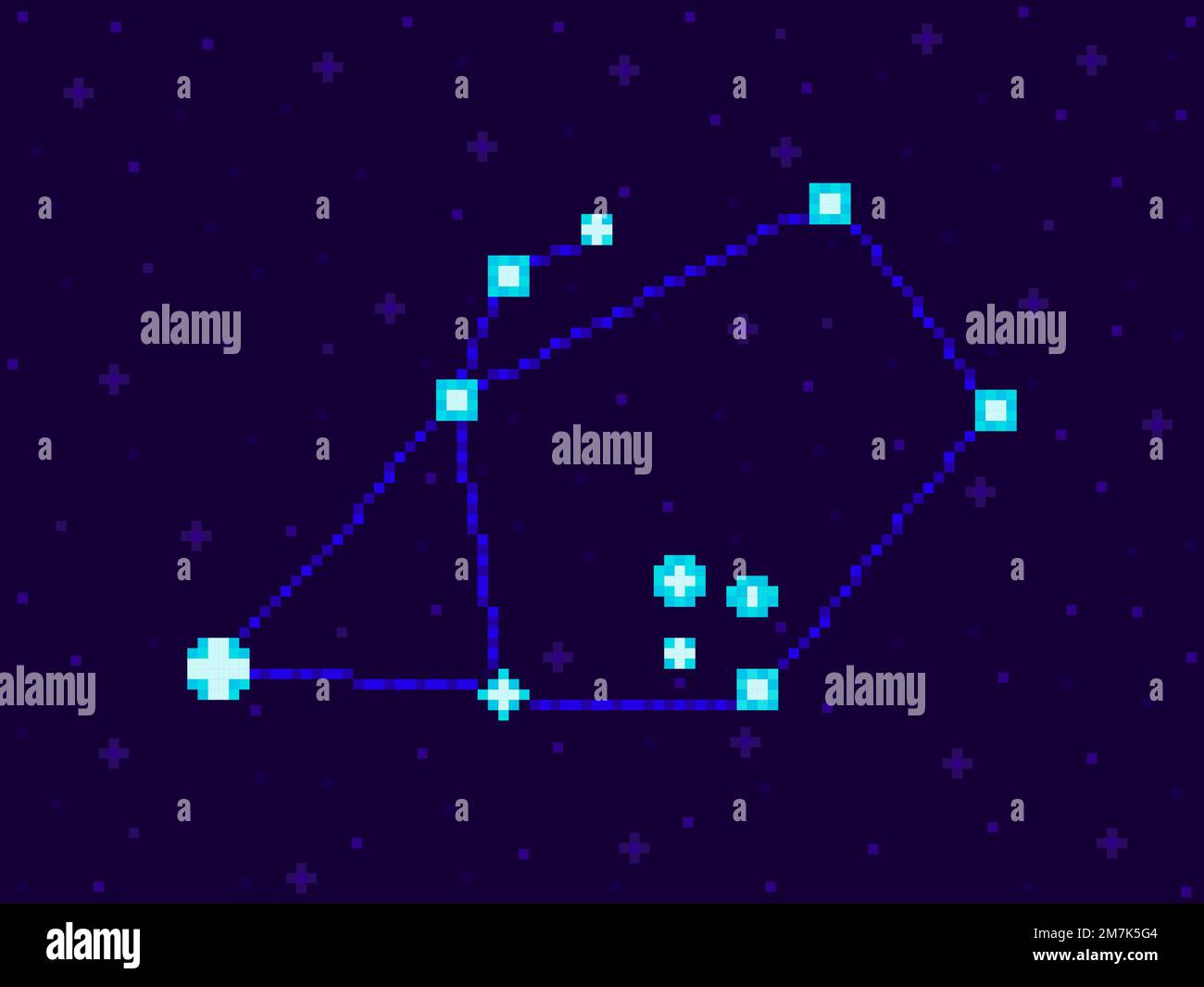 Auriga constellation in pixel art style. 8-bit stars in the night sky ...