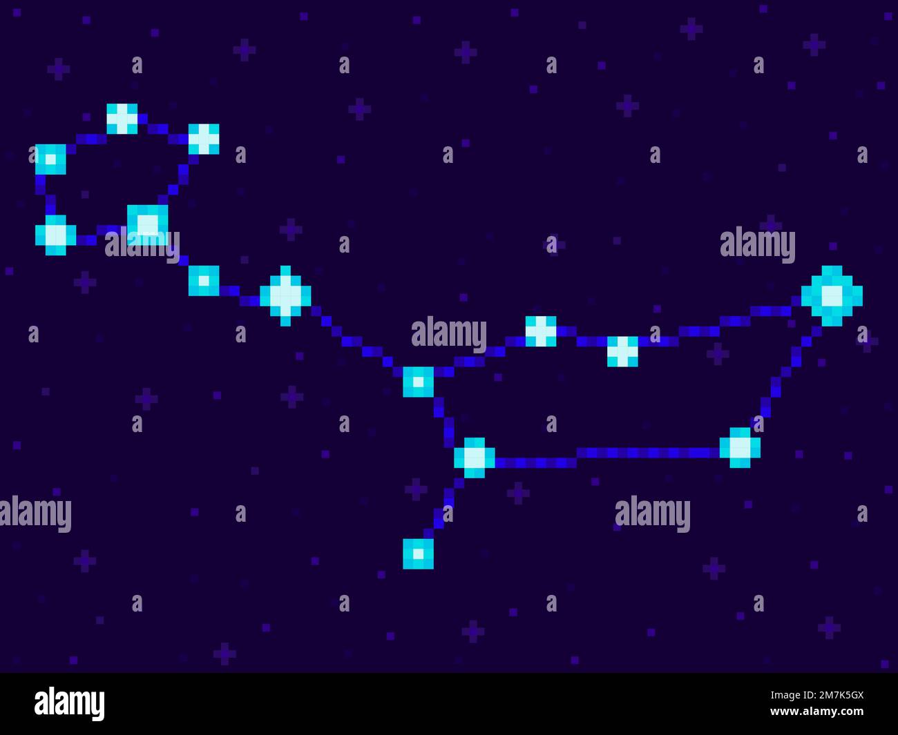 Cetus constellation in pixel art style. 8-bit stars in the night sky in ...