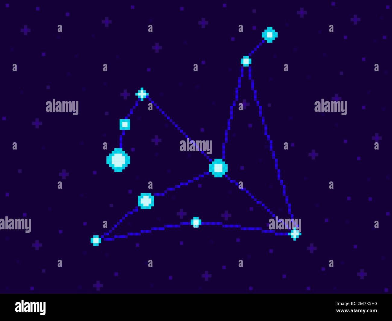 Aquila constellation in pixel art style. 8-bit stars in the night sky ...