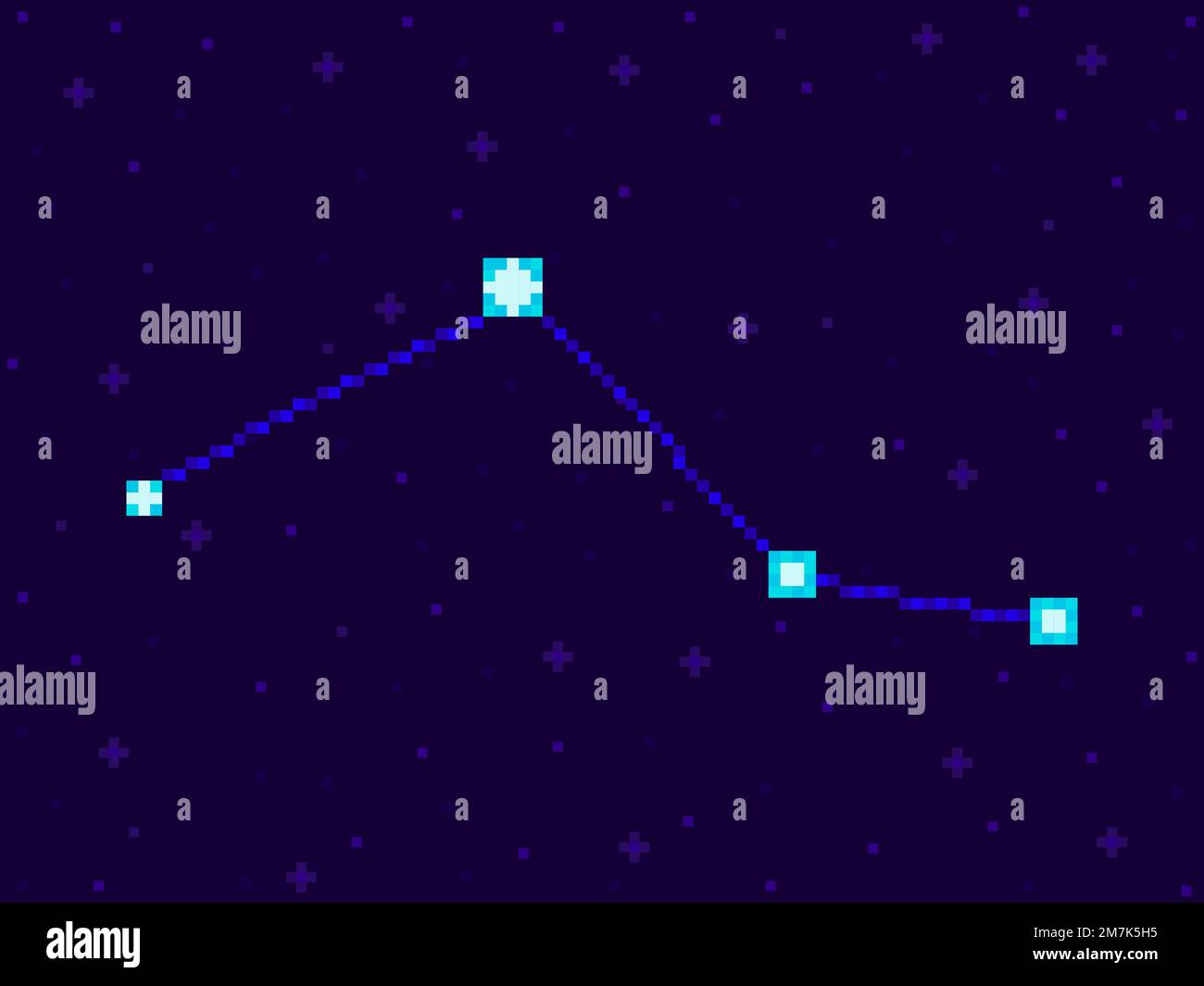 Caelum constellation in pixel art style. 8-bit stars in the night sky ...