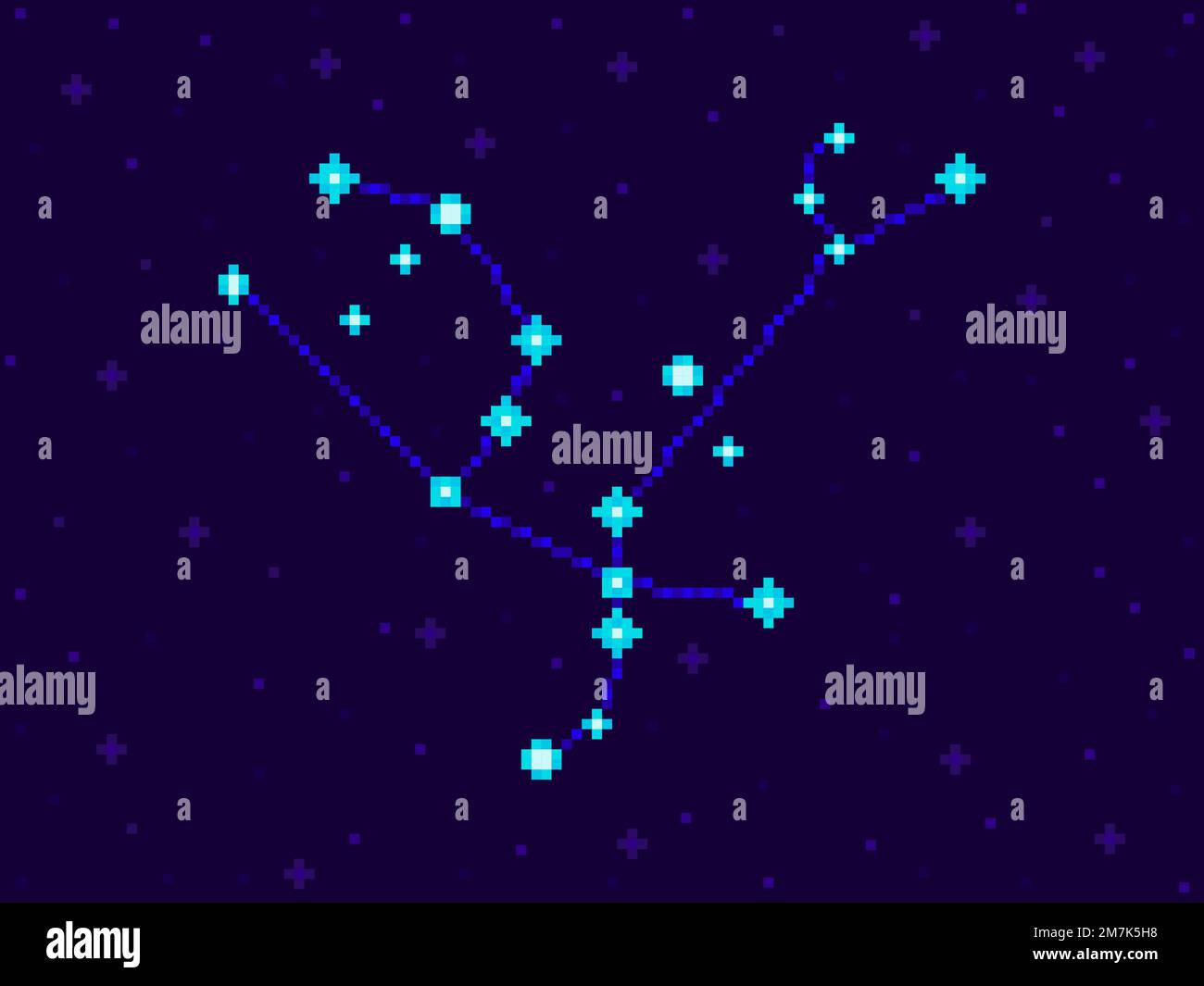 Andromeda constellation in pixel art style. 8-bit stars in the night ...