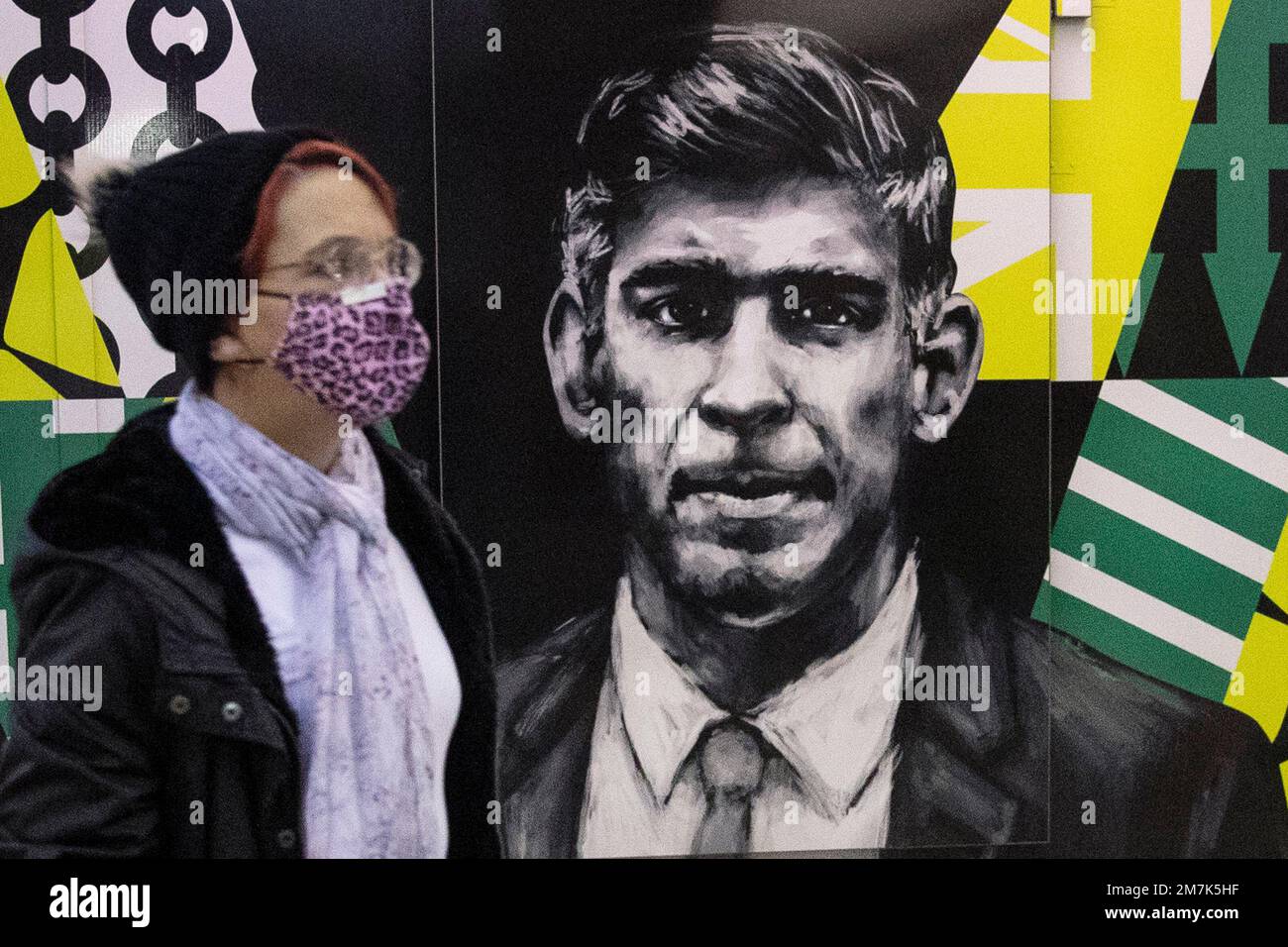 London ,United Kingdom -10/01/2023. The face of Prime Minister Rishi ...