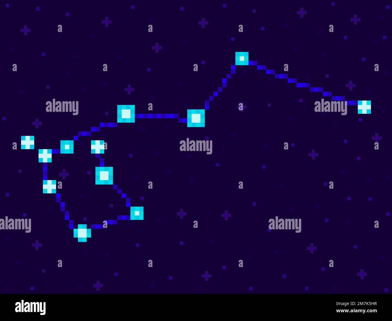 Carina constellation in pixel art style. 8-bit stars in the night sky ...