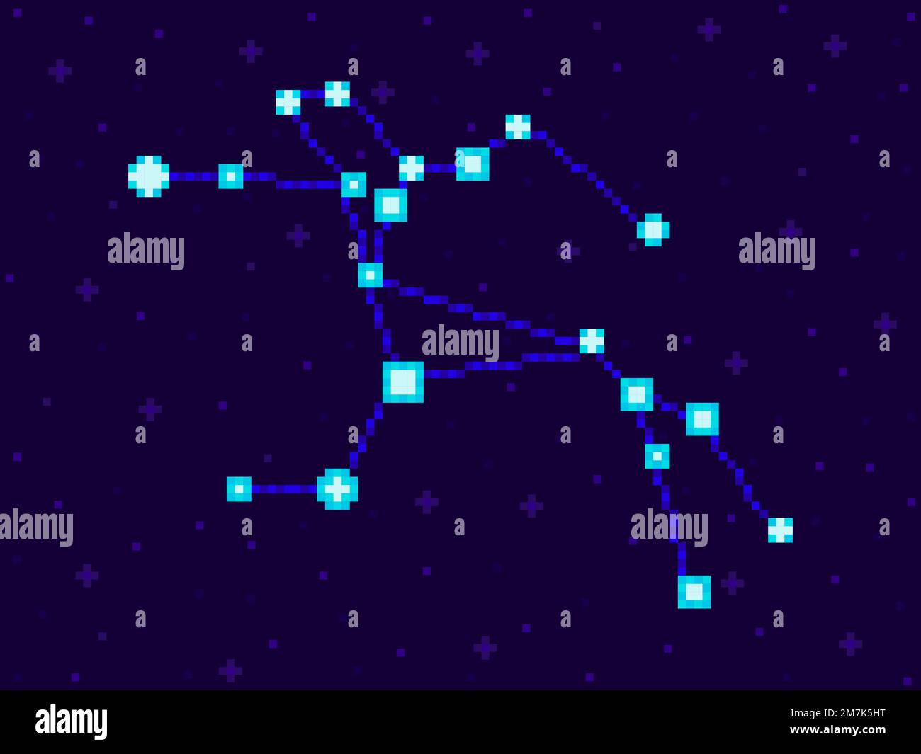 Centaurus constellation in pixel art style. 8-bit stars in the night ...