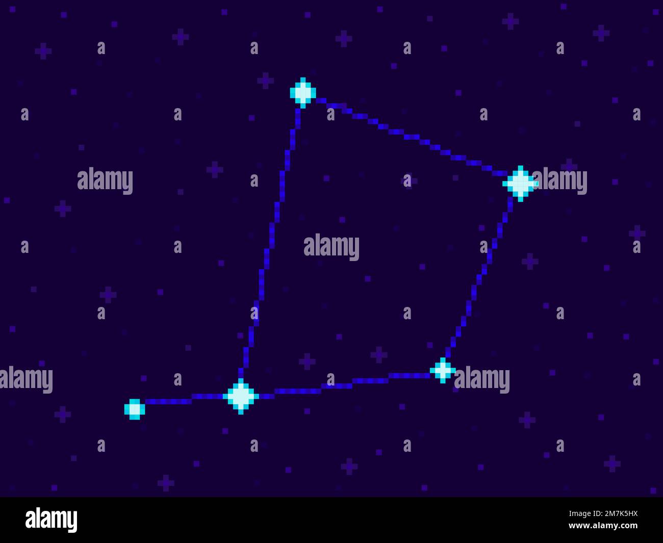 Corvus constellation in pixel art style. 8-bit stars in the night sky ...