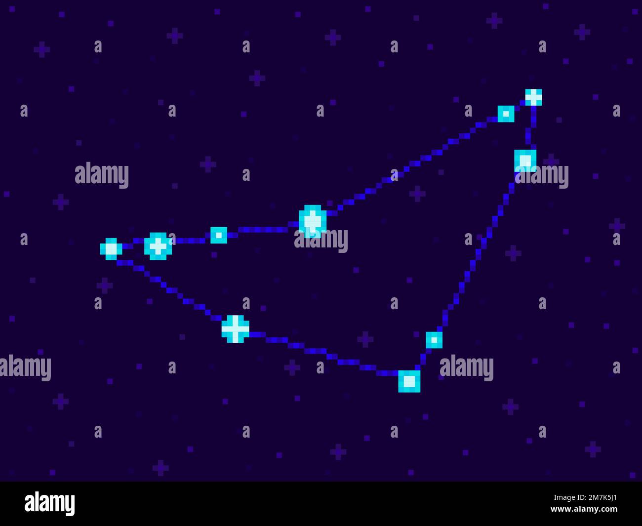 Capricornus constellation in pixel art style. 8-bit stars in the night ...