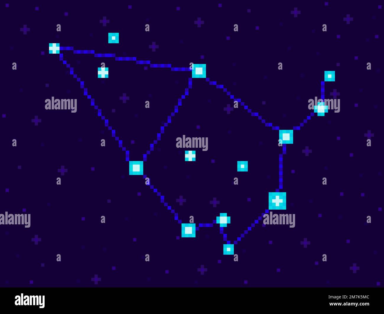 Cepheus constellation in pixel art style. 8-bit stars in the night sky ...