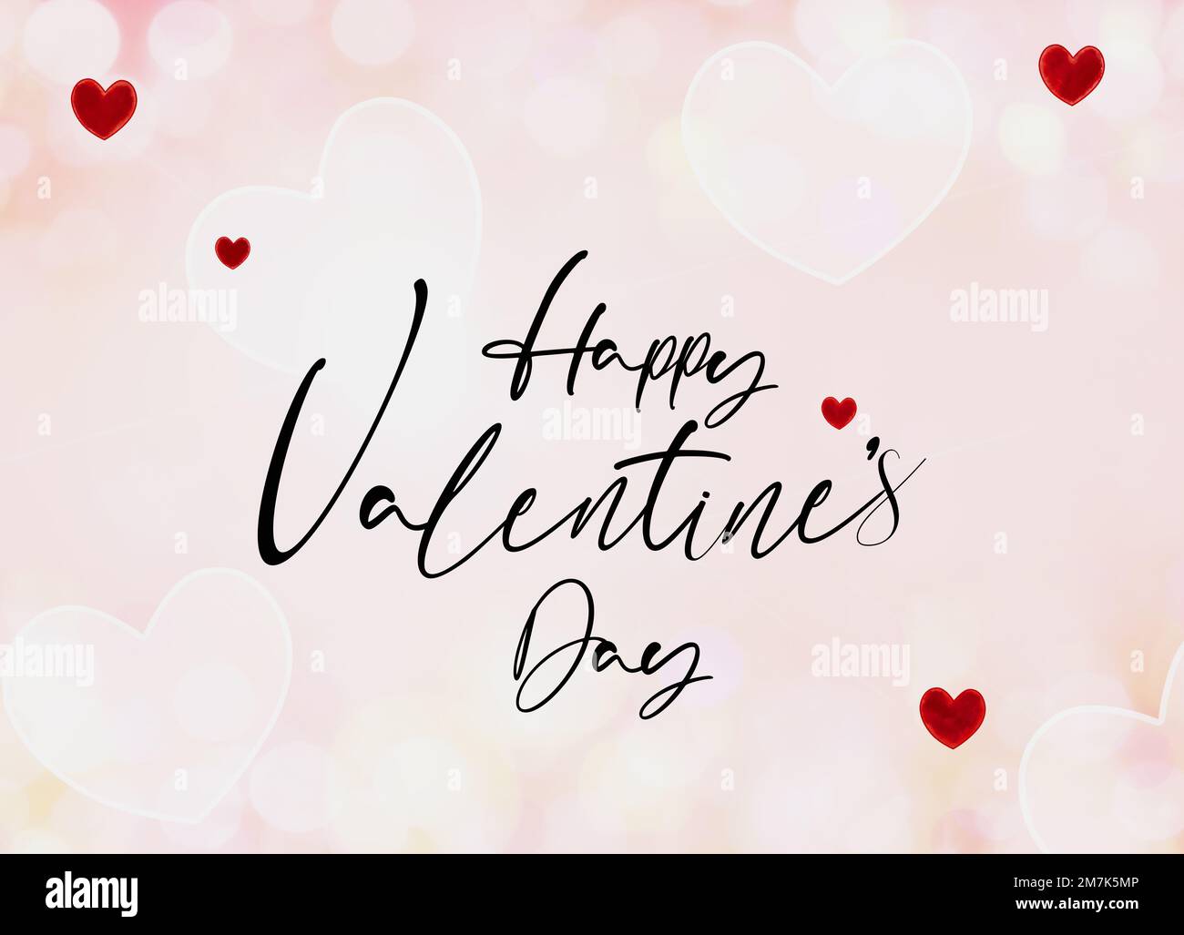 Happy Valentine's Day handwritten calligraphic lettering text over pink ...