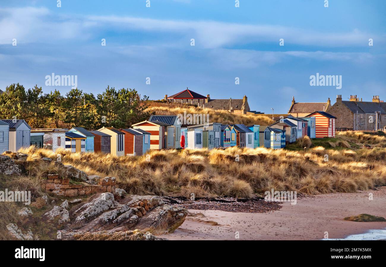 Hopeman village Moray Coast Scotland row of colourful beach huts ...