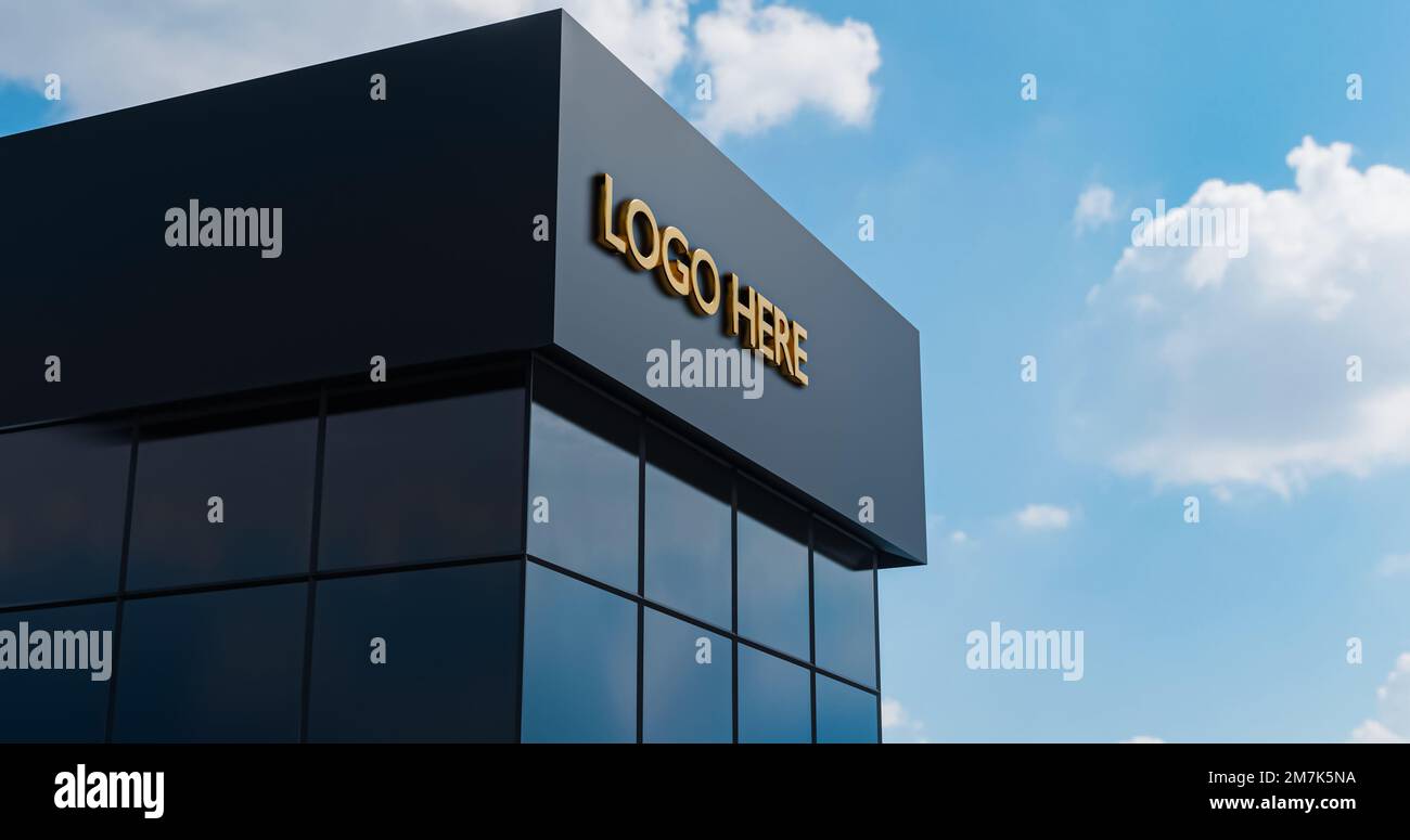 company building 3d render image business logo mock up design template ...