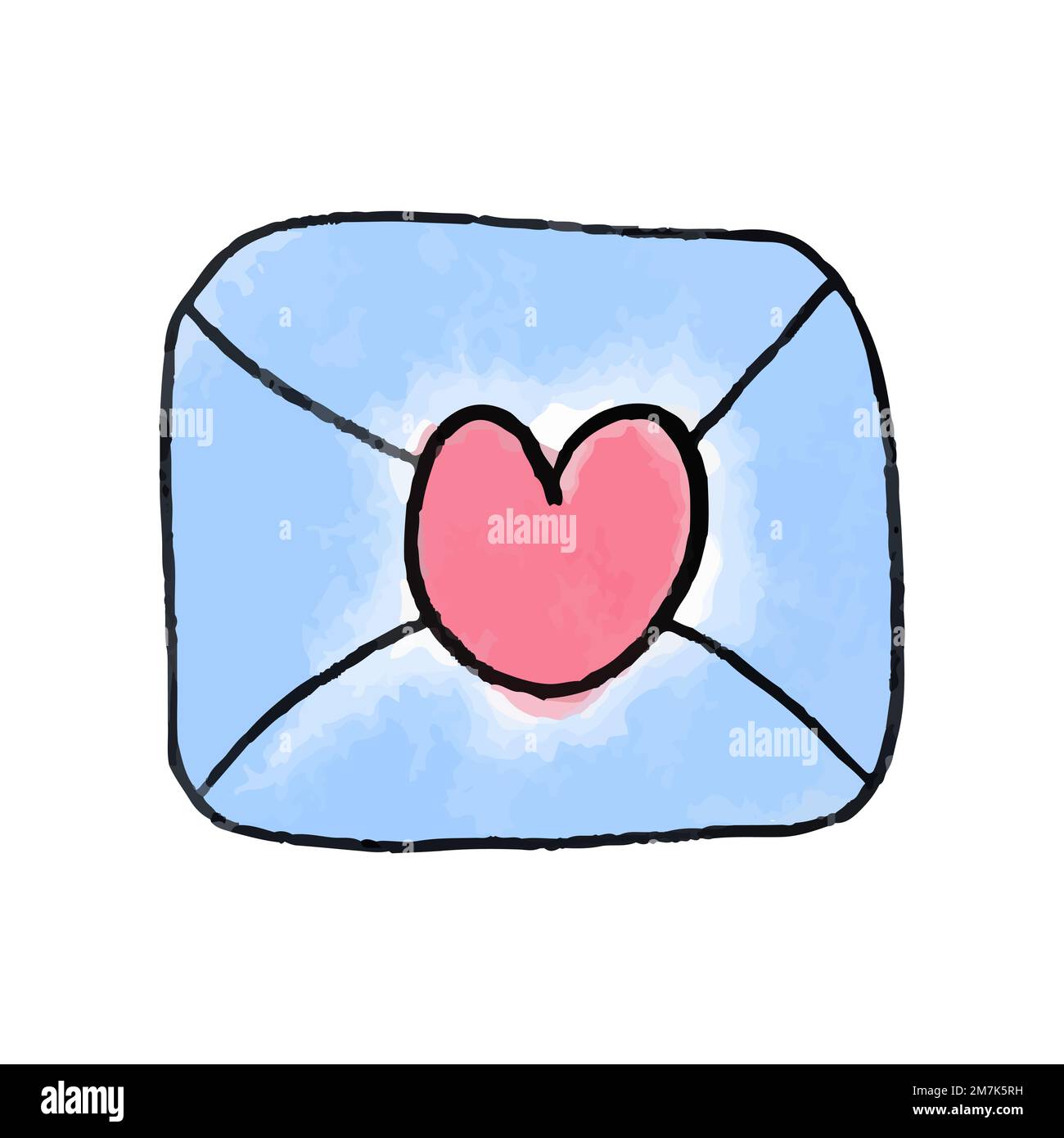 Vector Cute envelope with heart hand drawn in watercolor Stock Vector ...