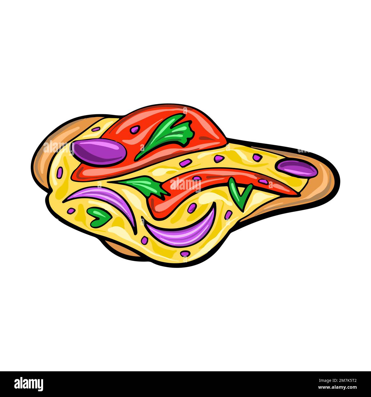 Vector illustration Mexican cheese tortilla with chili in cute cartoon ...