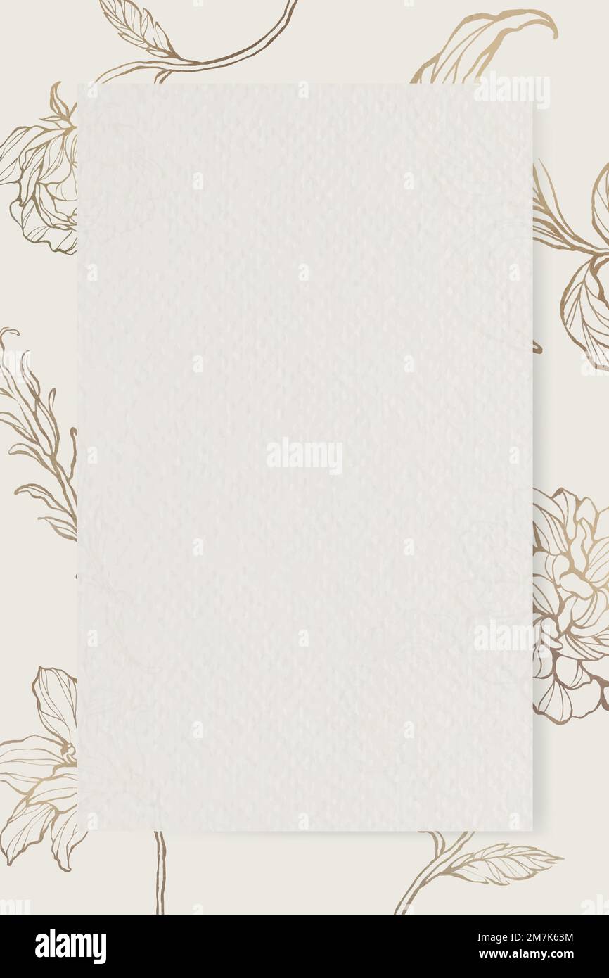Rectangle paper on floral outline background vector Stock Vector Image ...