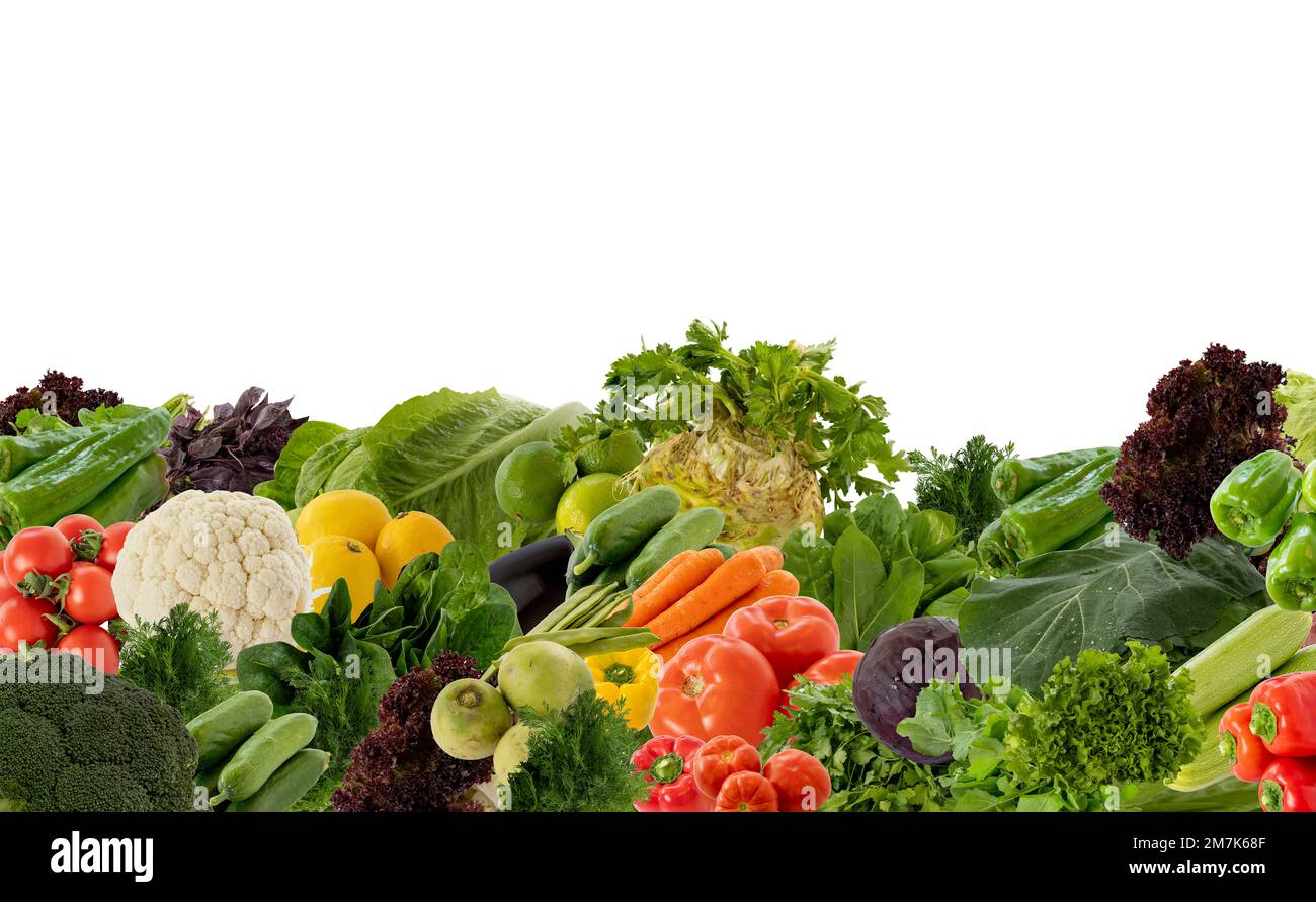 Wide variety of colorful fresh fruits and vegetables background ...