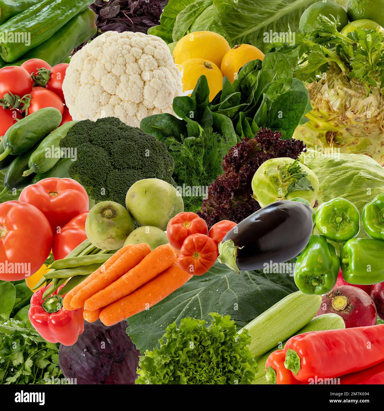 Vegetable and fruit composition. Square food background with assortment ...